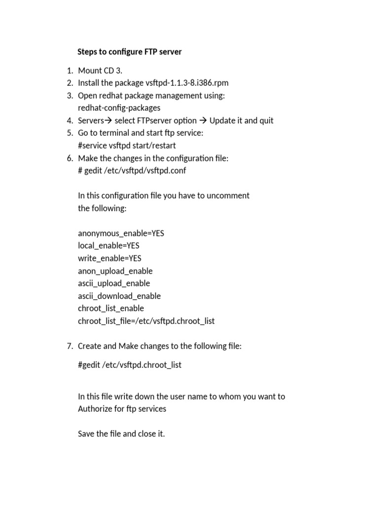 Steps To Configure Ftp Server 1 Pdf File Transfer Protocol User Computing