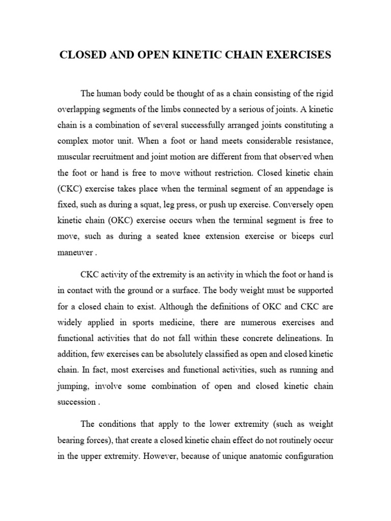 Closed vs Open Kinetic Chain Exercises | PDF | Muscle Contraction ...