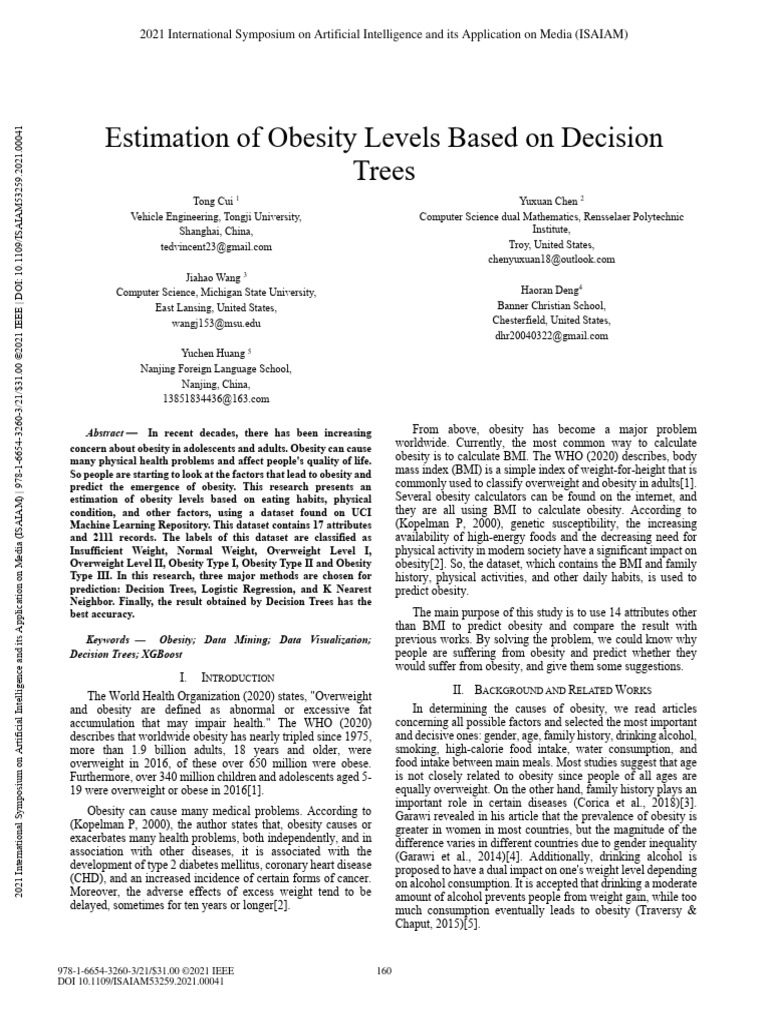 Estimation of Obesity Levels Based On Decision Trees | PDF | Data