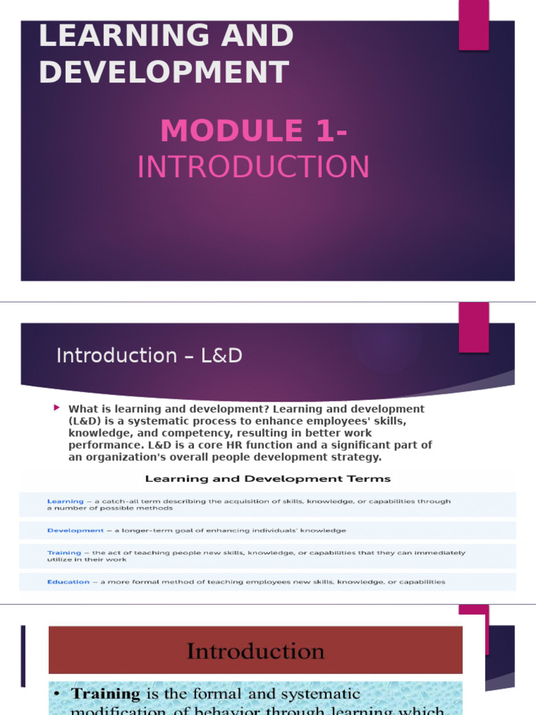 Module 1 Introduction Pdf Learning Employment