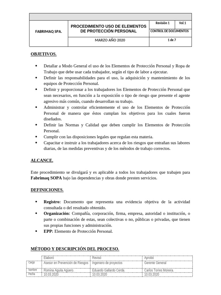 Procedimiento Entrega y Uso de Epp | PDF | Business | Casco