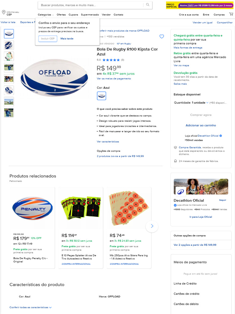 Bola de Rugby R100 Kipsta Cor Azul - Parcelamento Sem Juros | PDF | iPhone | Rugby