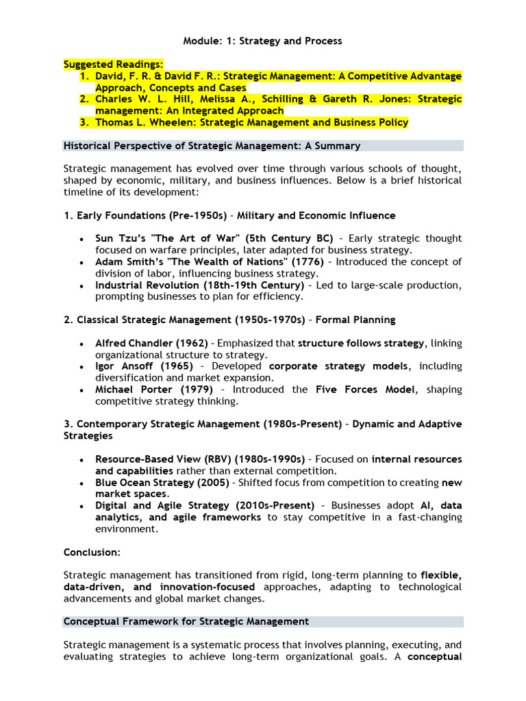 Strategic Management: History & Framework | PDF | Strategic Management ...