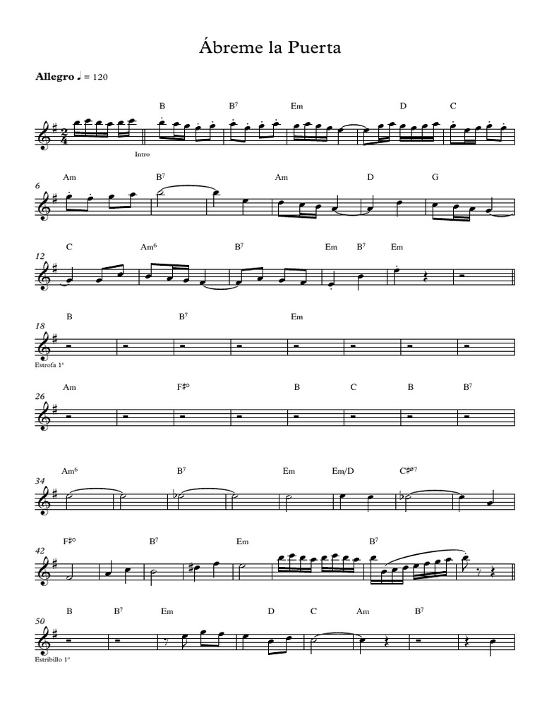 Accords et Paroles de "Ábreme la Puerta" | PDF