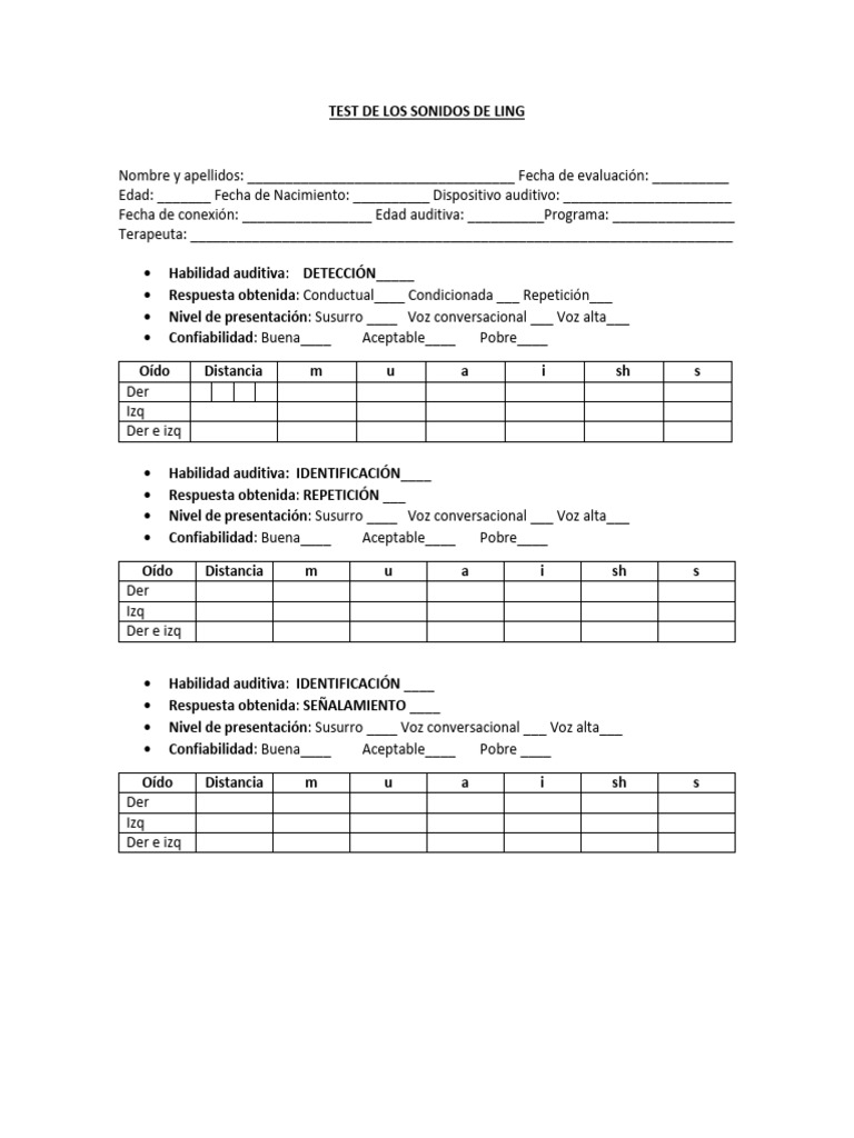TEST DE LOS SONIDOS DE LING Cdrav | PDF