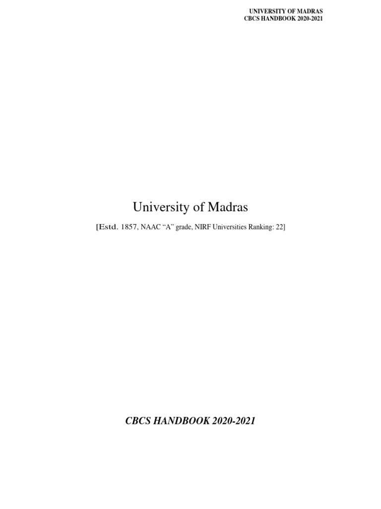 Cbcs Hand Book 2020 2021 Revised | PDF | Course Credit | Postgraduate Education