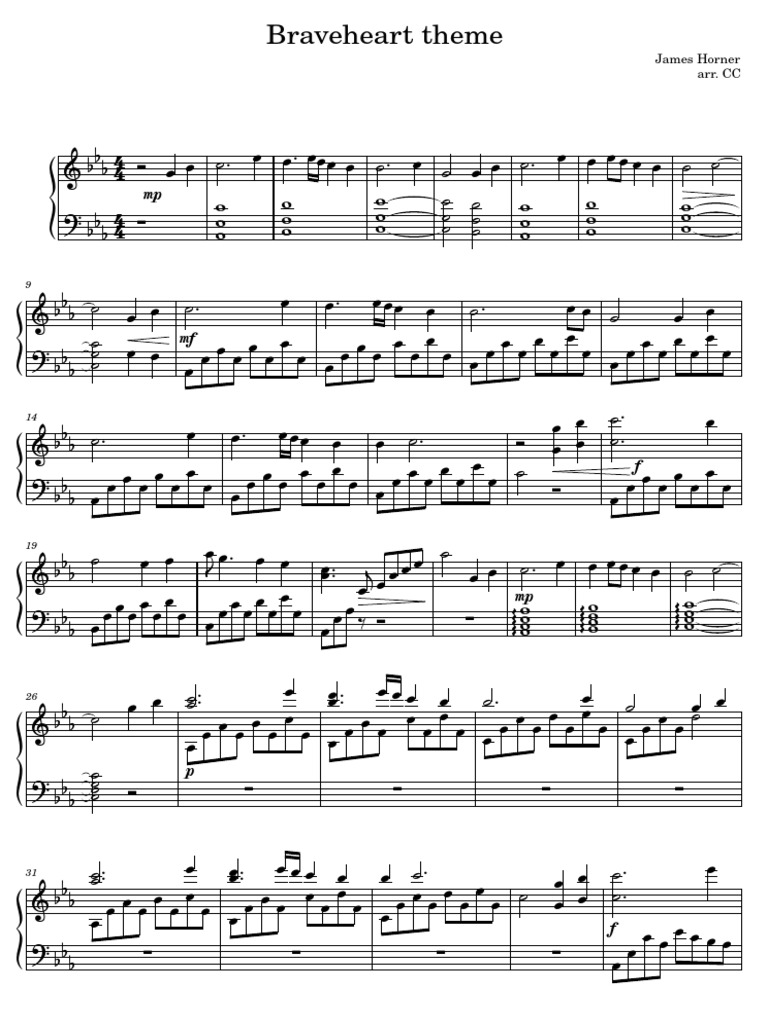 Braveheart Theme Arrangement by Horner | PDF
