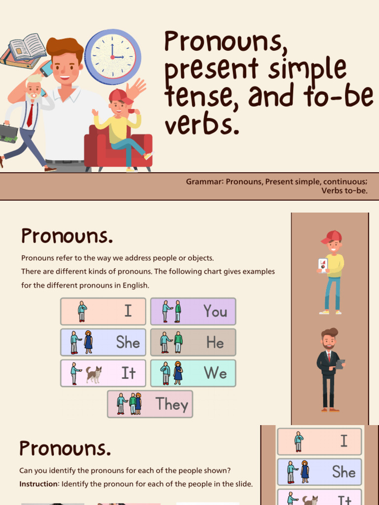 Pronouns, verb to be, present simple | PDF | Verb | Pronoun