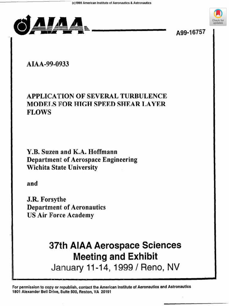 Suzen Et Al 2012 Application of Several Turbulence Models For High ...