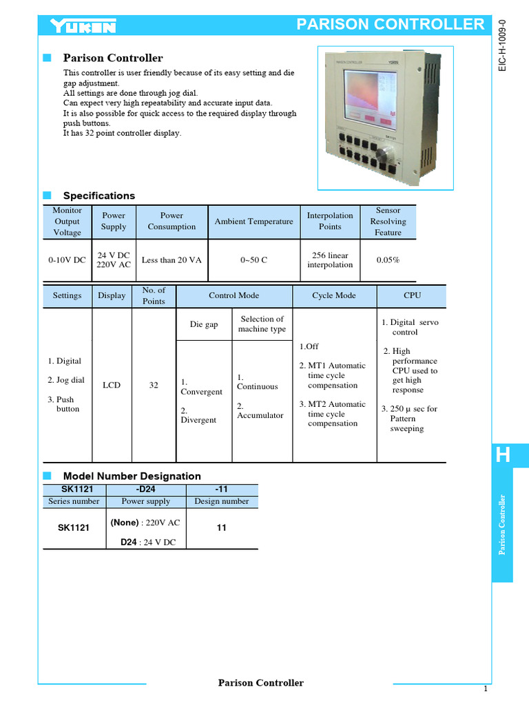Parison Controller Specifications Guide | PDF | Power Supply ...
