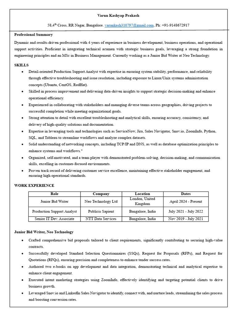 Varun_Kashyap Resume 2 | PDF | Computing | Information Technology