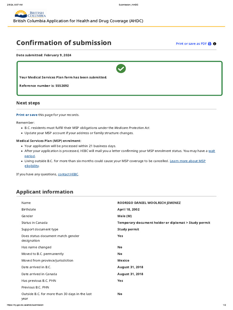 BC Health and Drug Coverage Application | PDF