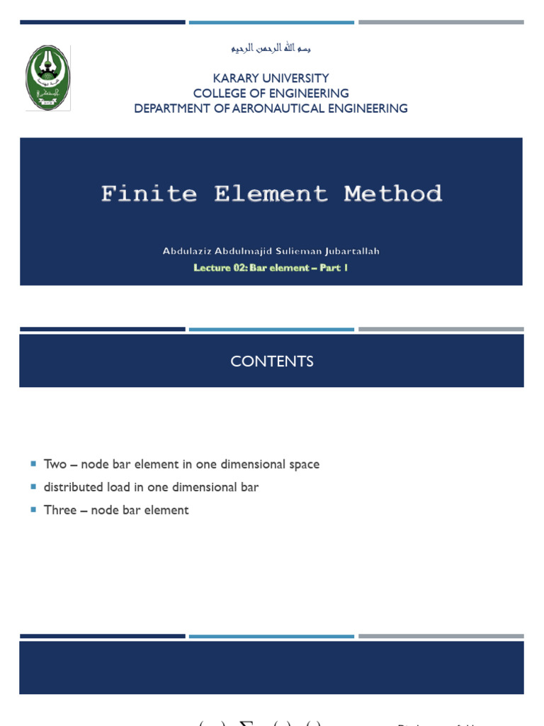 Finite Element Method: Bar Elements | PDF | Matrix (Mathematics) | Linear Algebra