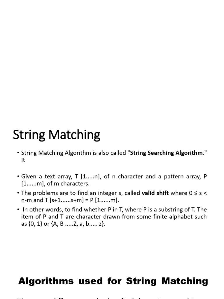 String Matching Algorithms Guide | PDF