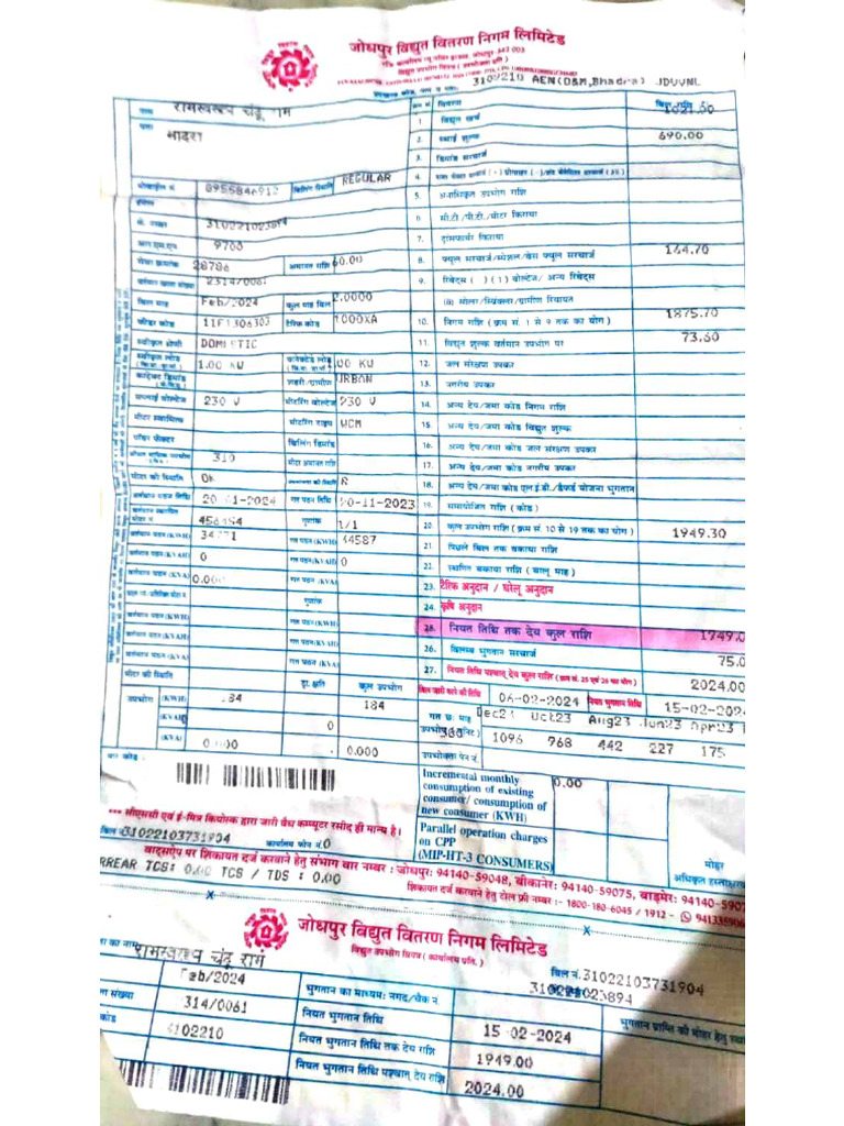 Bijli Bill 2024 | PDF