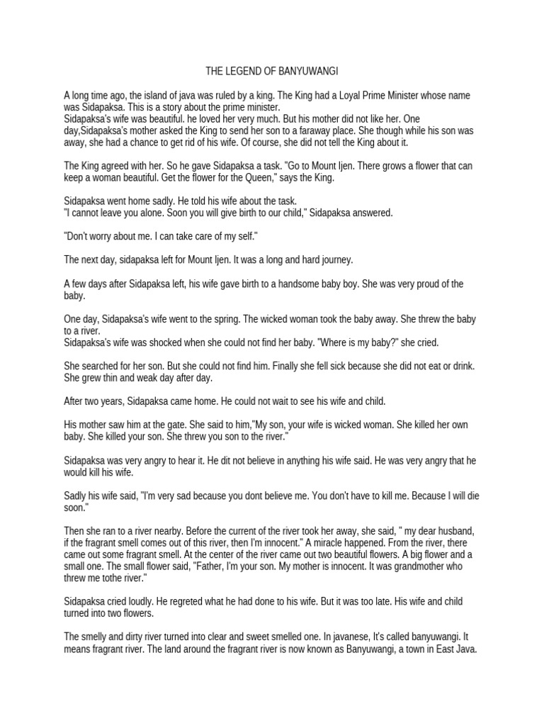 The Legend of Banyuwangi Explained | PDF