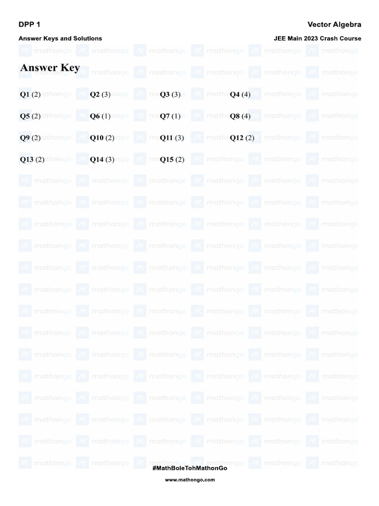 Vector Algebra DPP 1 Solutions | PDF