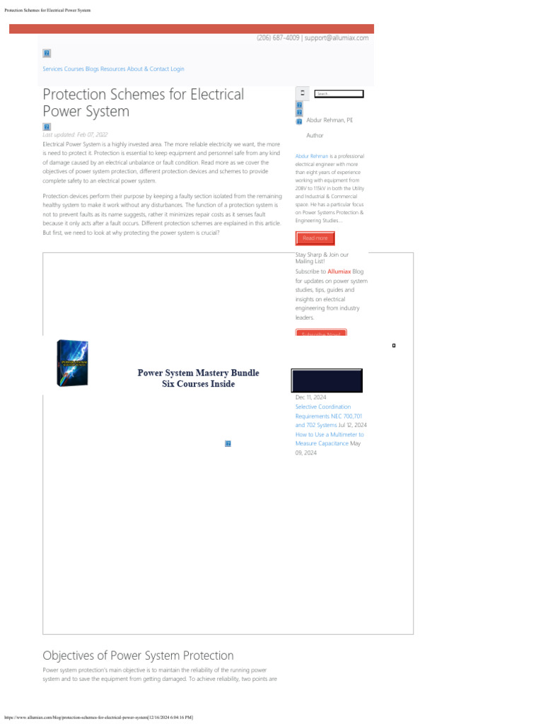 Protection Schemes For Electrical Power System | PDF | Relay | Electric Power System