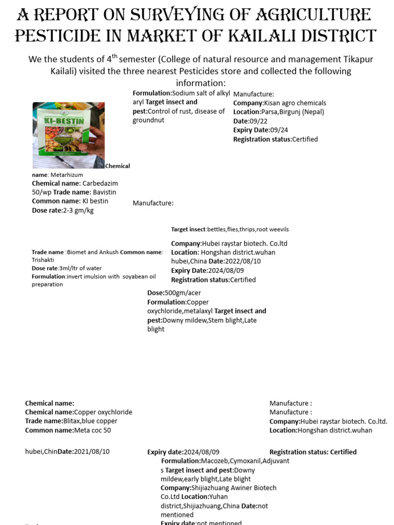 A Report On Surveying of Agriculture Pesticide in 123 (1) - 1 | PDF