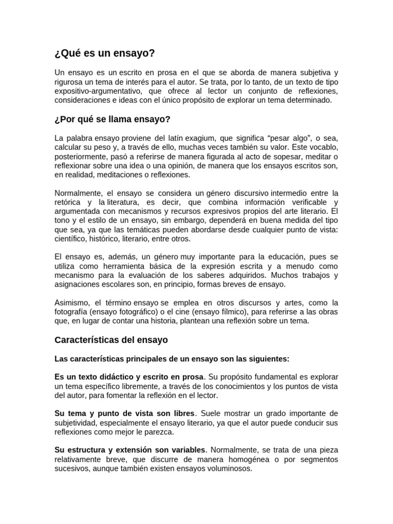 Características y tipos de ensayo | PDF | Ensayos | Autor