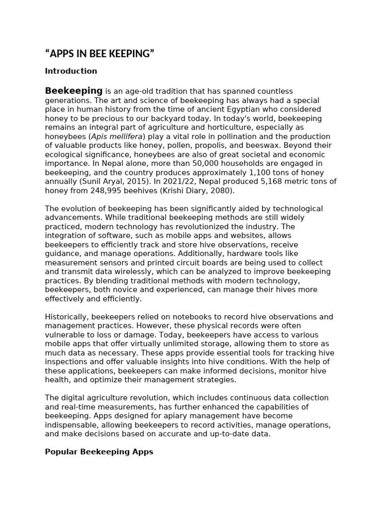 Assignments On Apps in Bee Keeping | PDF | Beekeeping | Beehive