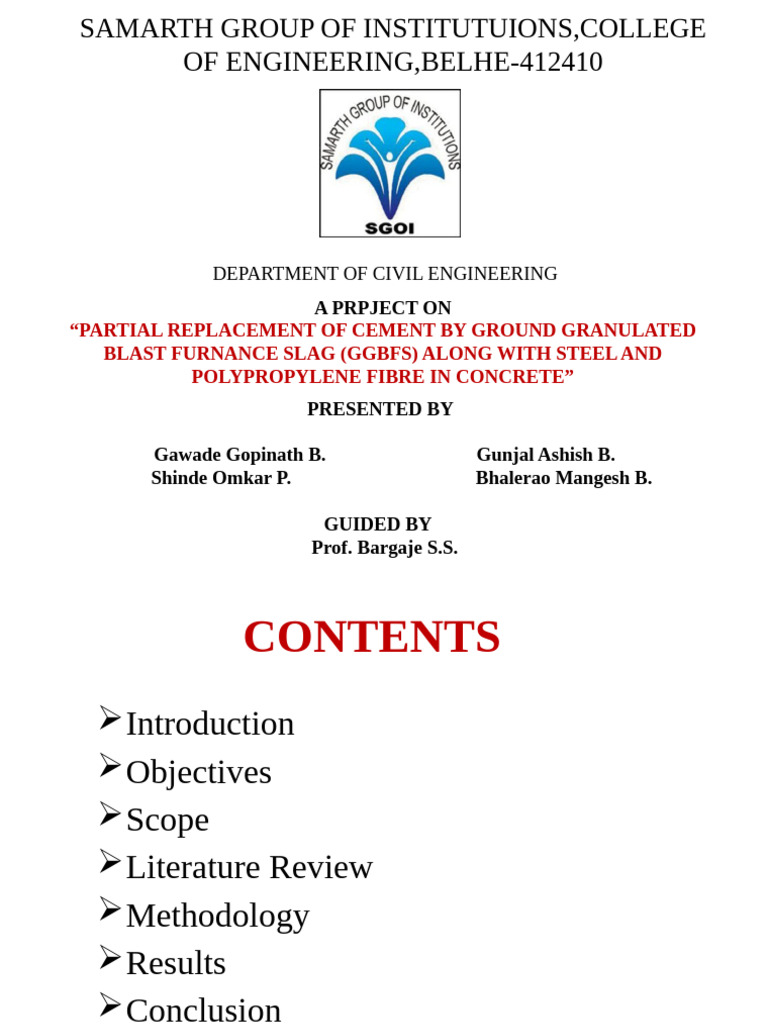 GGBFS Project Presentation Phase II | PDF | Concrete | Cement