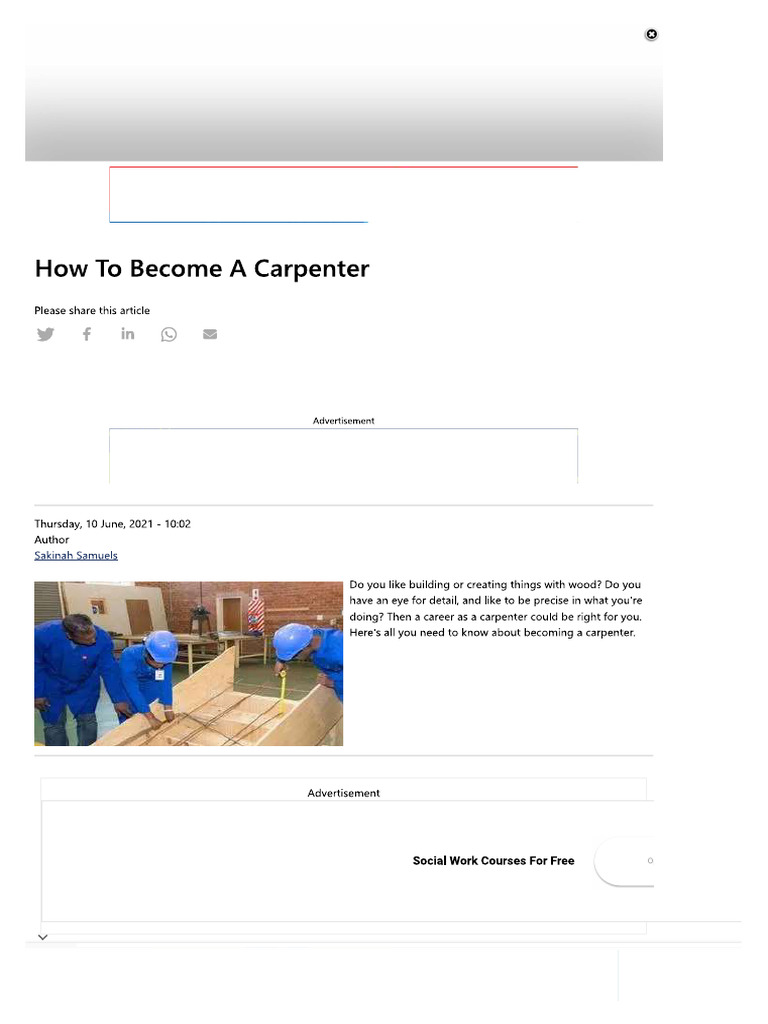 How To Become A Carpenter | PDF
