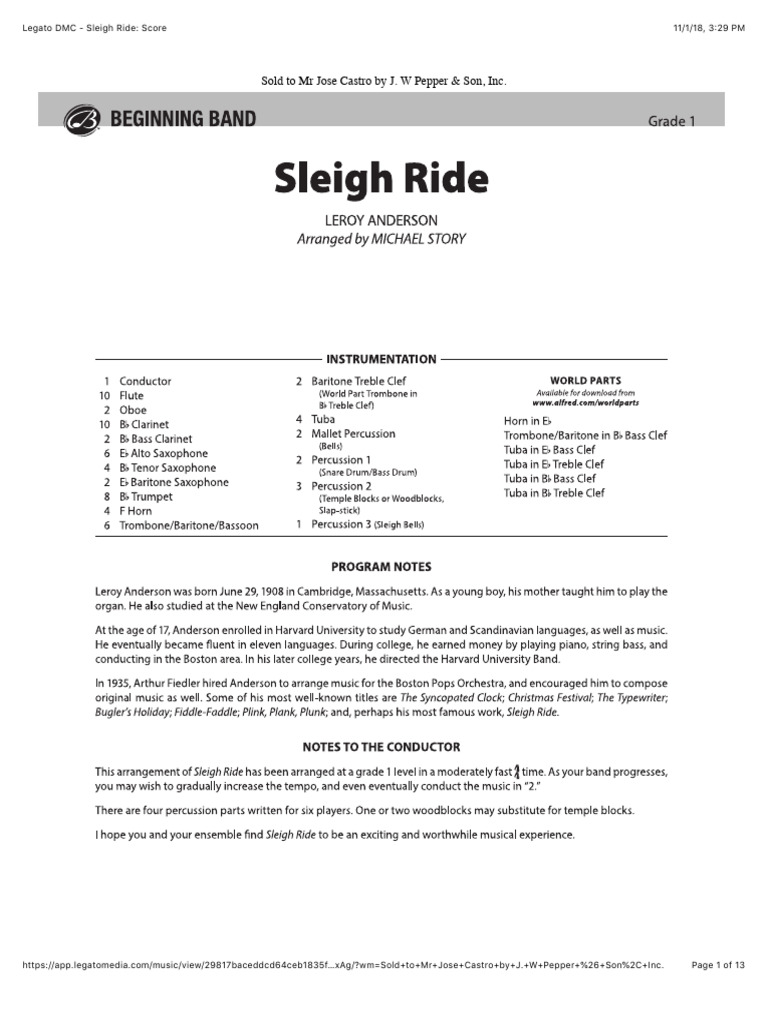 Sleigh Ride Score and Parts PDF | PDF