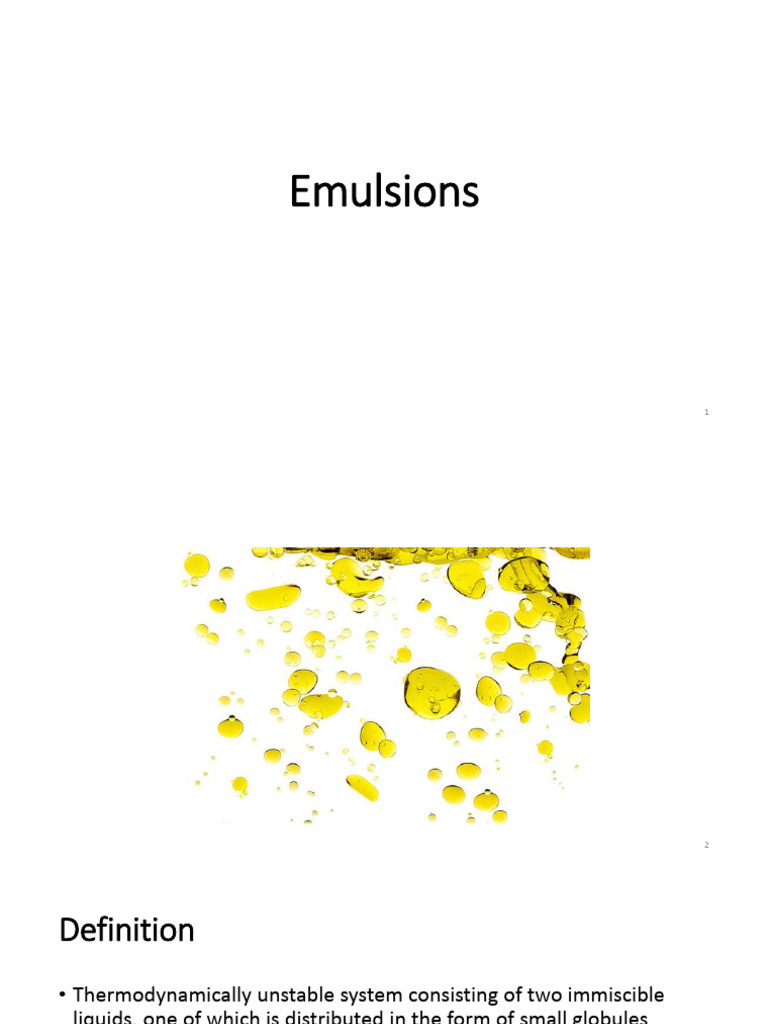 Emulsions to class | PDF | Emulsion | Chemical Polarity