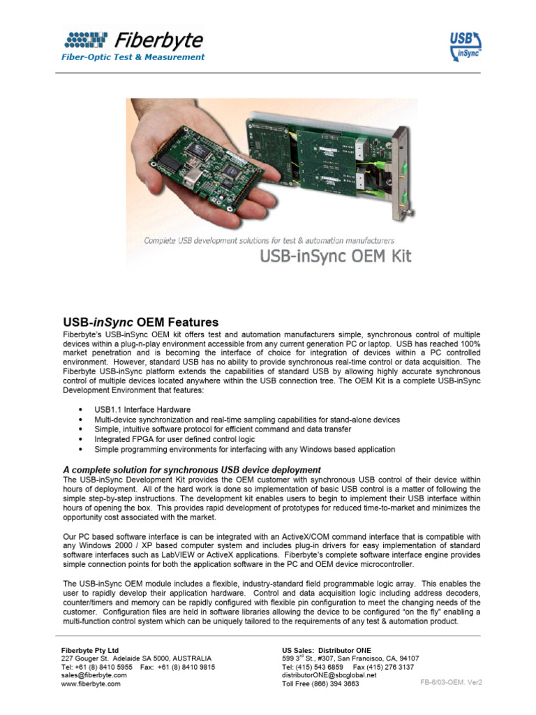 USB-inSync OEM Development Kit | PDF | Usb | Field Programmable Gate Array