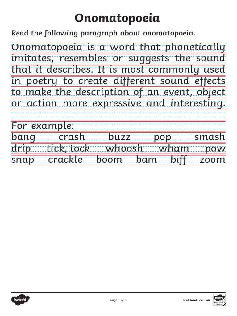 Au t2 e 3486 Onomatopoeia Handwriting Worksheet - Ver - 2 | PDF