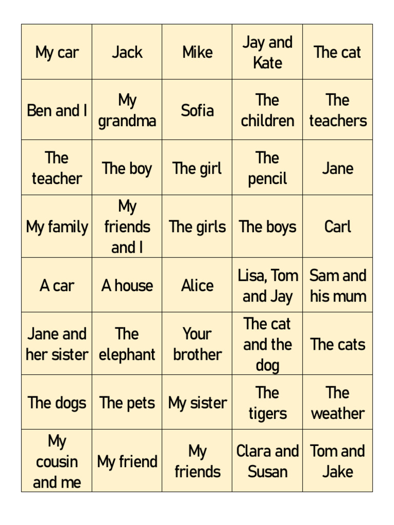Subject Pronouns Cards | PDF