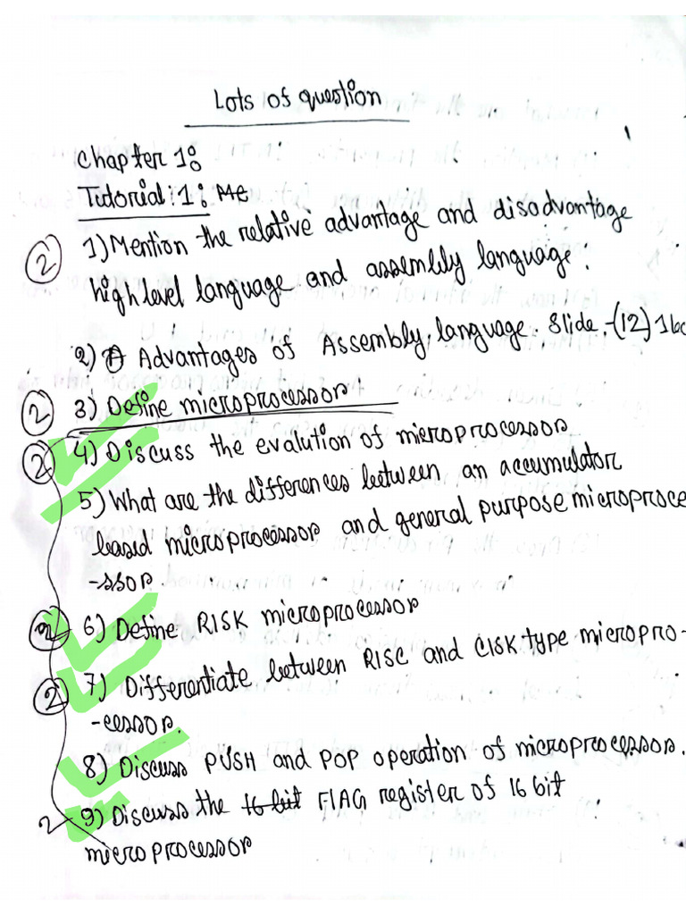 Microprocessor Question List | PDF