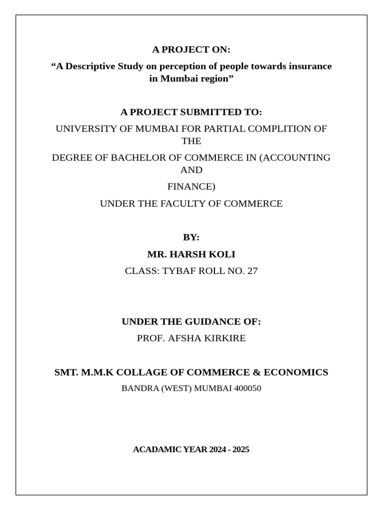 Black Book Project | PDF | Insurance | Life Insurance