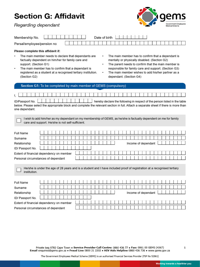 GEMS Affidavit for Dependants | PDF