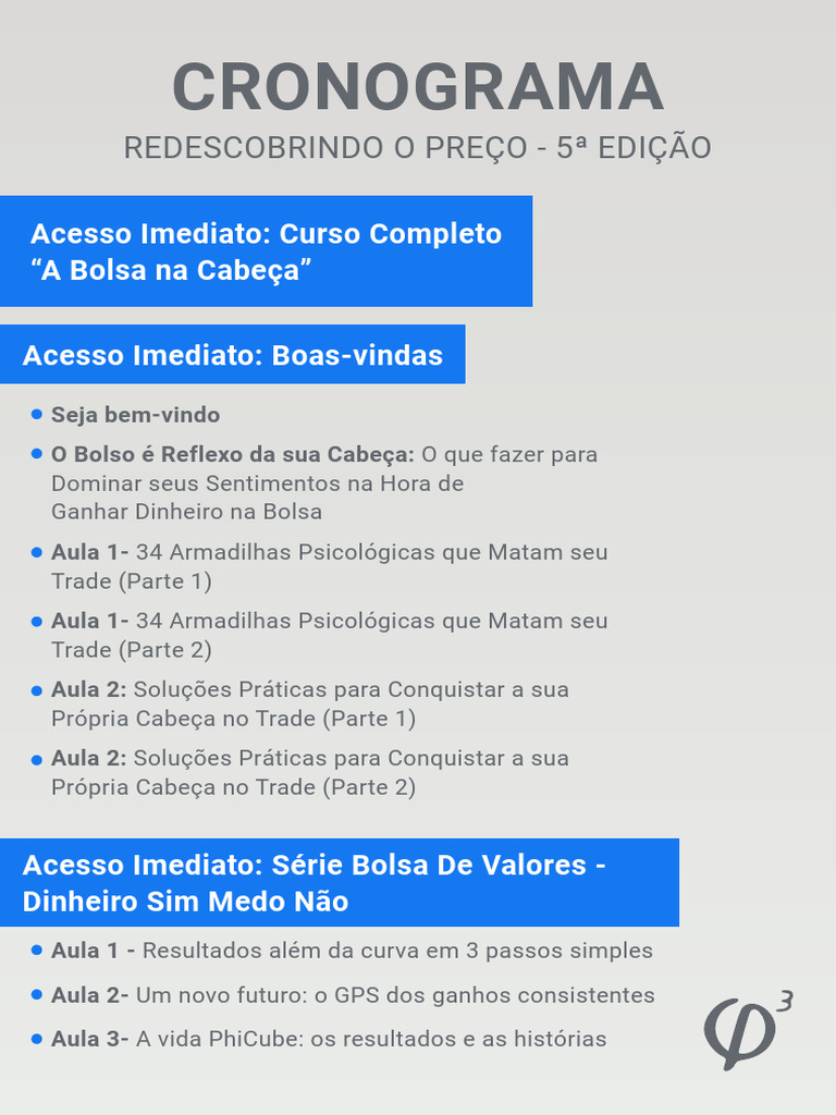 Cronograma do Curso PhiCube 5ª Edição | PDF | Avaliação de risco ...
