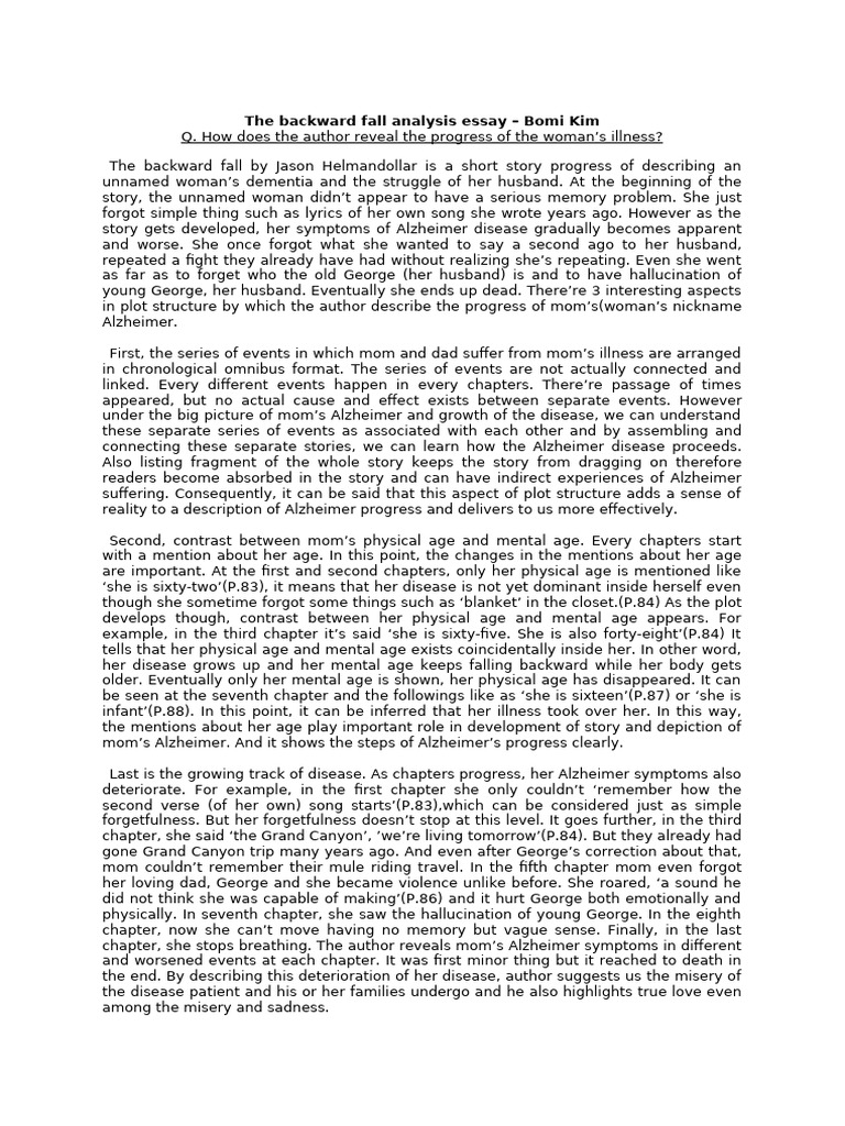 Analysis Essay About A Short Story The B | PDF | Alzheimer's Disease ...