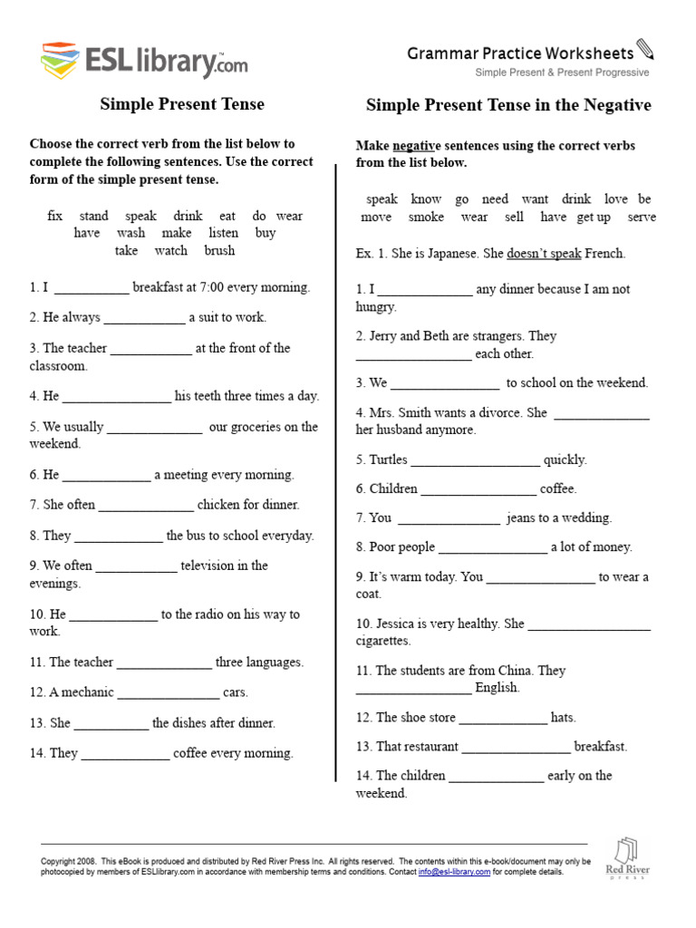 Grammar Practice Worksheets - Simple Present | PDF | Languages ...