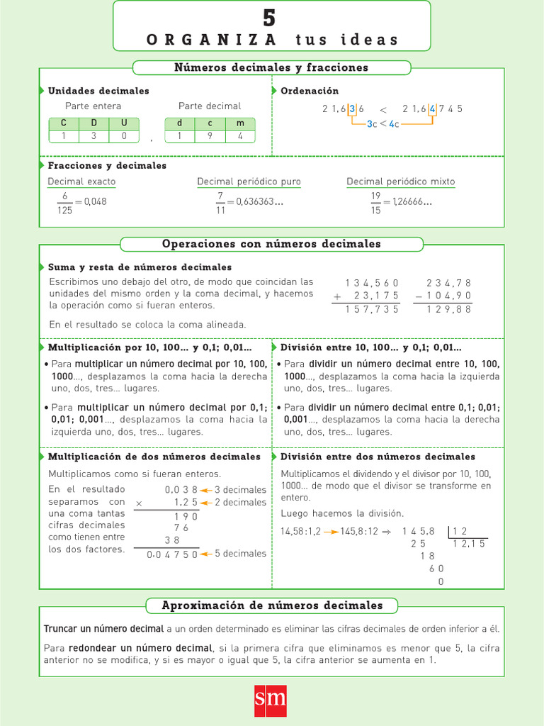 Esquema Números Decimales | PDF | Lexicología | División (Matemáticas)