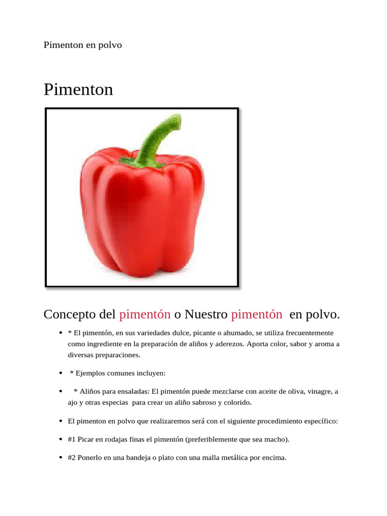 Cómo hacer pimentón en polvo casero | PDF