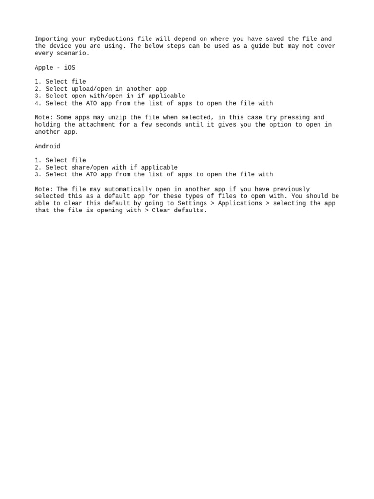 How to Import myDeductions Files | PDF
