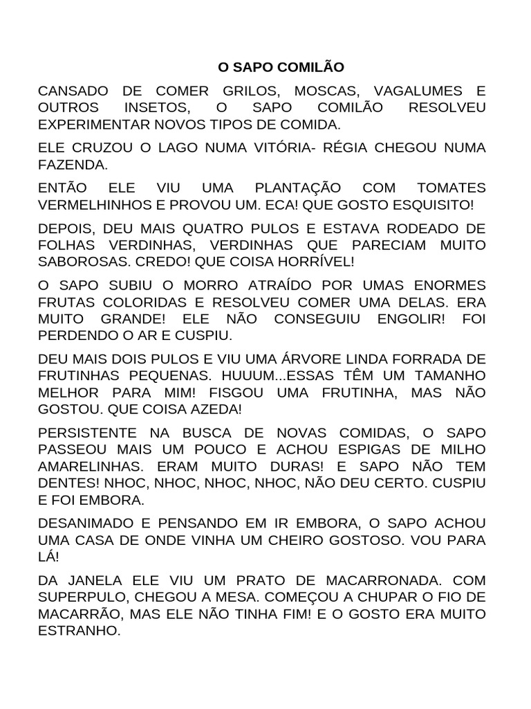 O Sapo Comilão | PDF