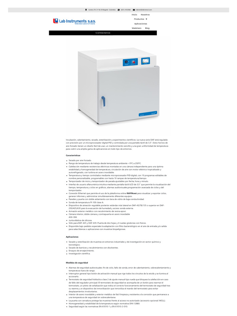 Estufa de Secado Forzado - Lab Instruments S.A.S | PDF | Termostato | Microprocesador