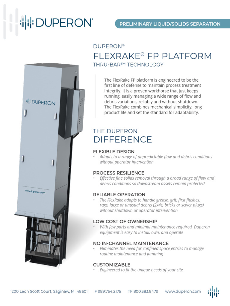 MK-P01-F03-00 Duperon FlexRake FP Platform PI Sheet | PDF