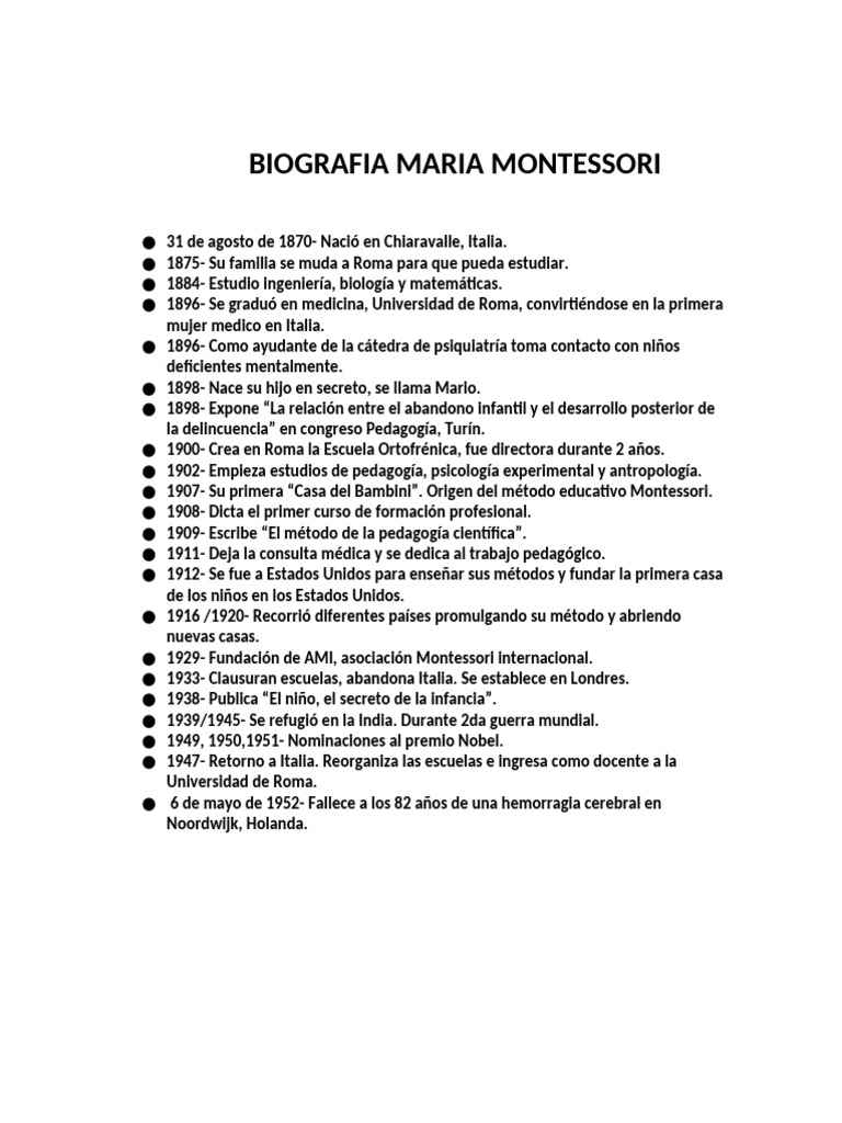 Biografia Maria Montessori | PDF
