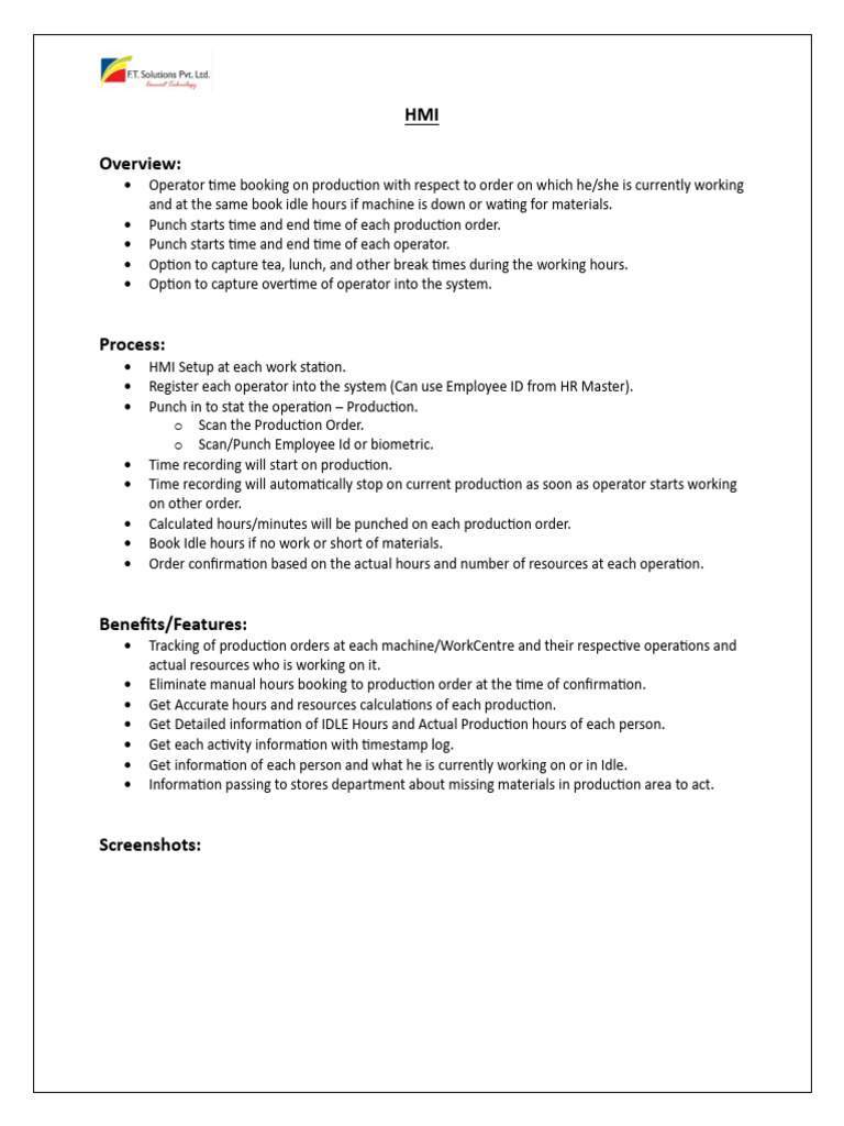 HMI Production Time Tracking System | PDF