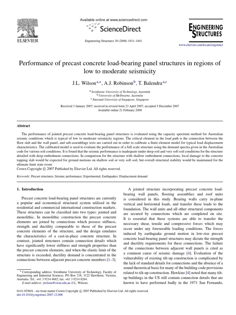 2007 Wilson Performance Precast Concrete Bearing Panel | PDF | Concrete ...