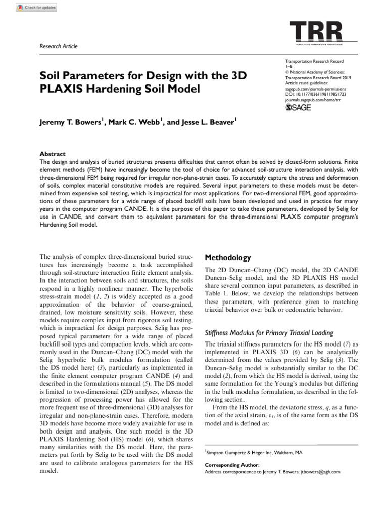 Soil Parameters for 3D PLAXIS Modeling | PDF | Finite Element Method ...