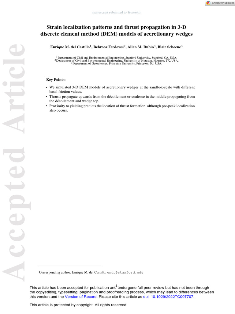 Strain Localization Patterns and Thrust Propagation in 3 D Discrete Element Method DEM Models of ...