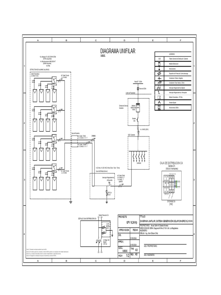 Diagrama Unifilar Energia Solar On Grid Anuar | PDF | Distribución de ...
